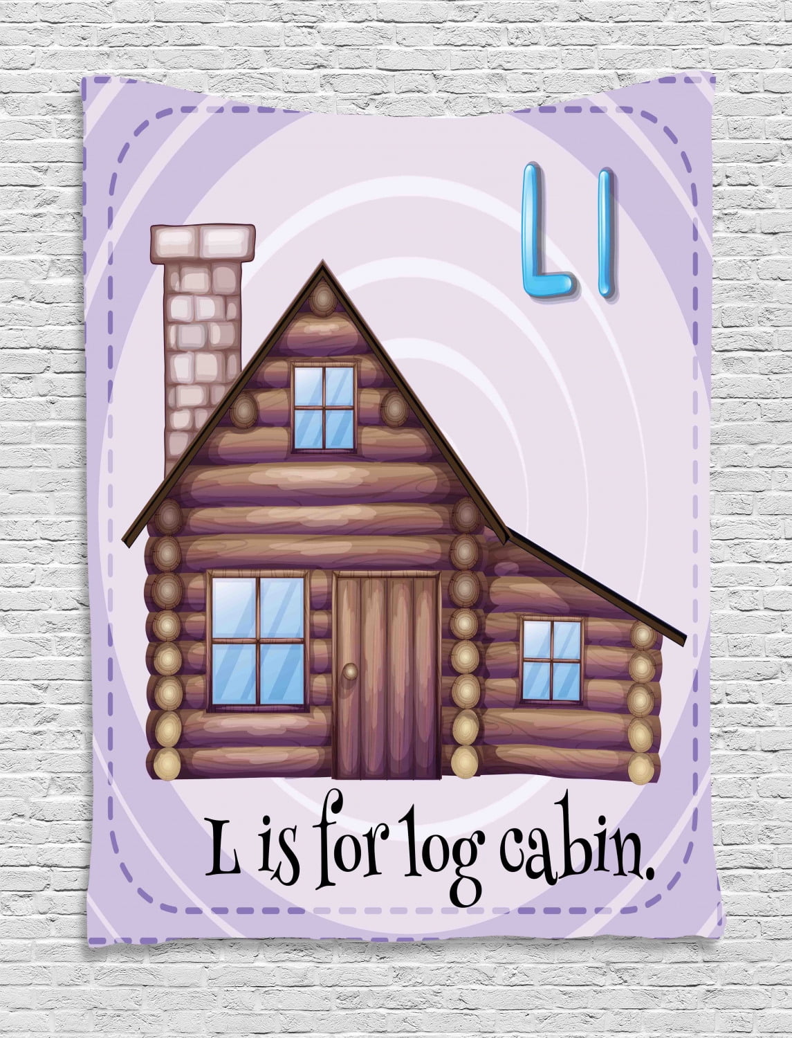 Log Cabin Tapestry, Alphabet Flashcard for L Letter with Image of Log ...