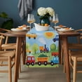 Cartoon Transportation Cotton Linen Table Runner Helicopter Car Train ...