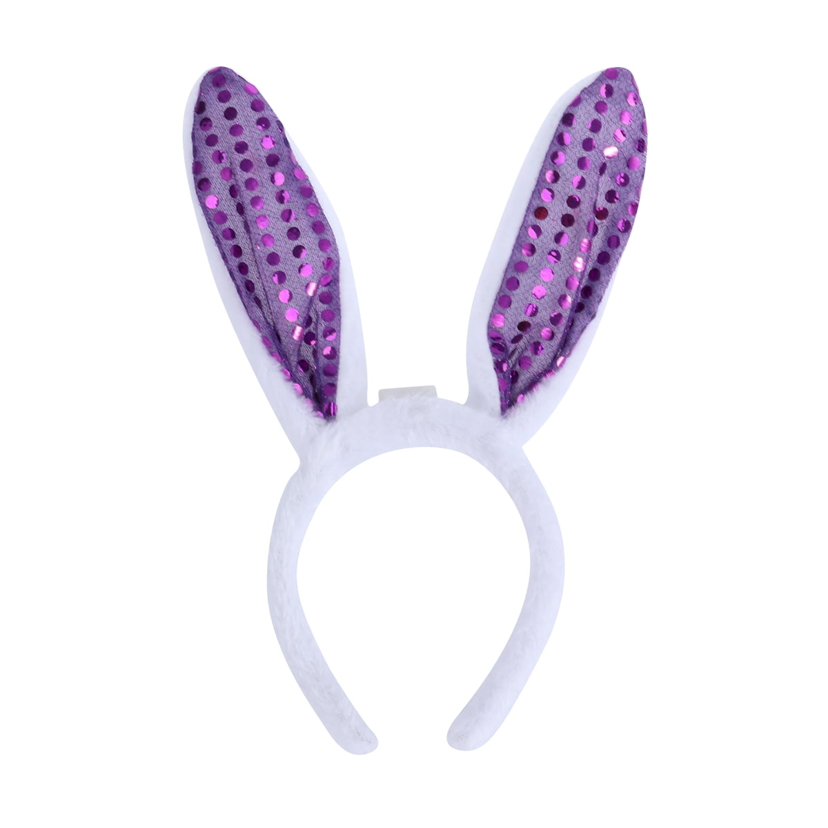 Etereauty LED Bunny Ear Headband Flashing Sequins Rabbit Ear Hair ...