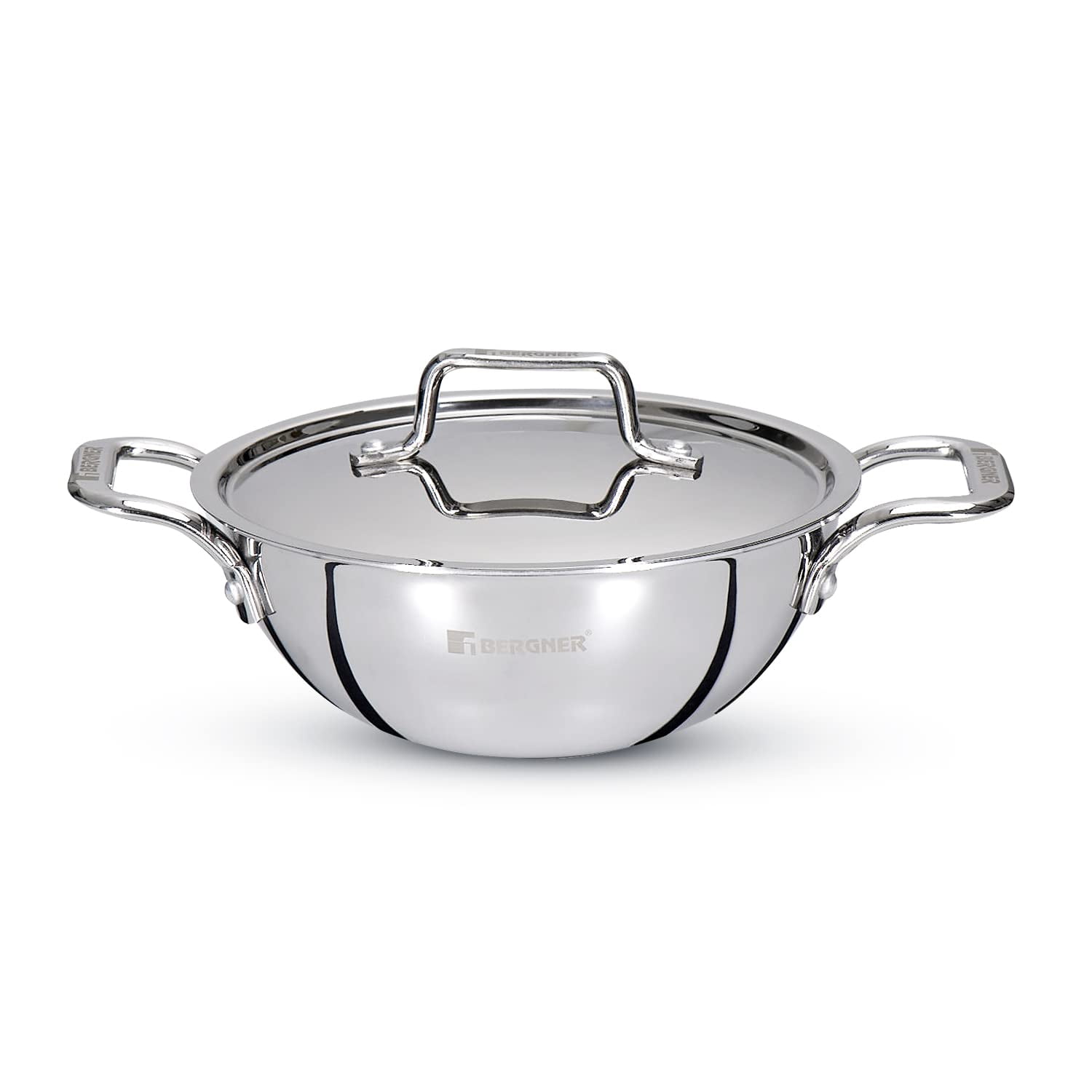 Click here for Bergner Home Tripro Triply 24 Cm Deep Kadai With S... prices
