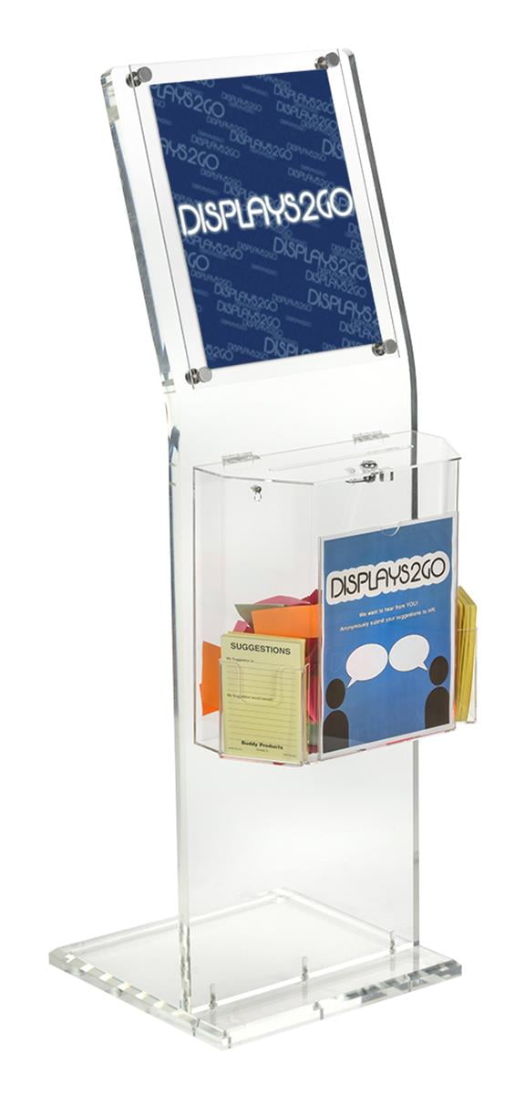 Displays2go Floor Standing Ballot Station with Locking Box, 11x14-Inch ...