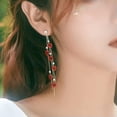 EOEMY Chic Gold Plated Rose Flower Crystal Tassel Earrings Drop Dangle ...