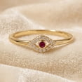Red Ruby Evil Eye Promise Ring, Diamond Wedding Ring, 925 Sterling ...