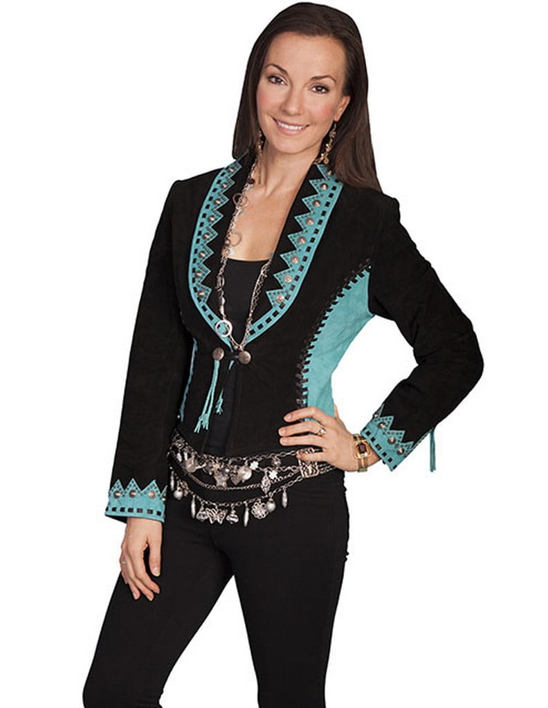 Scully Western Jacket Womens Leather Suede Two Tone Black L153 ...