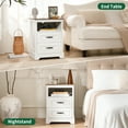 Farmhouse Nightstand with Charging Station and 2 drawers, Rustic Wood ...