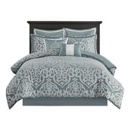 Blooming Treillage Jacquard Woven Floral Oversized Periwinkle Comforter ...