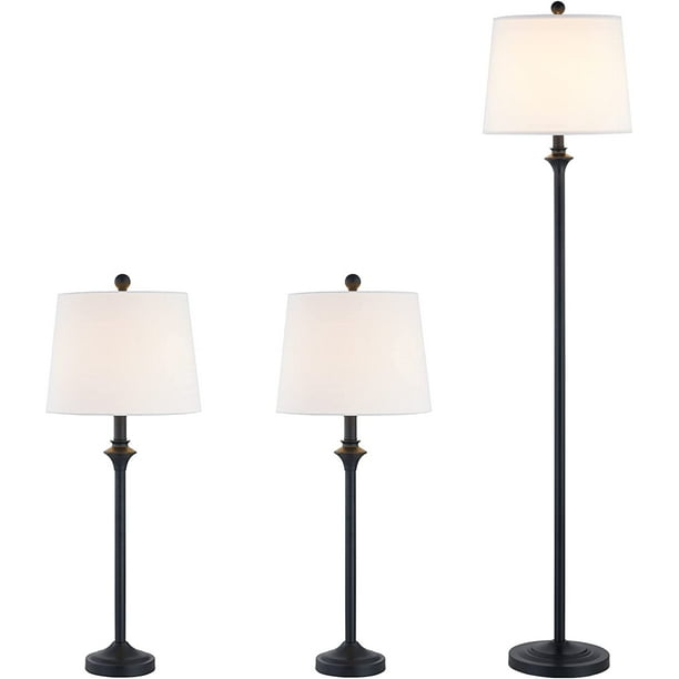 SHMAMT 3 Piece Lamp Sets, Metal Table Lamps and Floor Lamp, Traditional ...