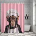 Chef Chimpanzee Shower Curtain, Animal Pink Background Waterproof ...