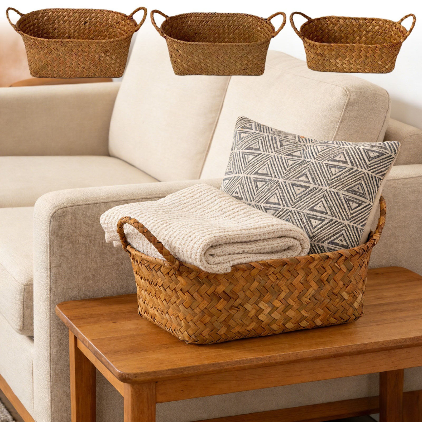 Click here for Jaskfly Woven Wicker Basket With Handle Ideal For... prices