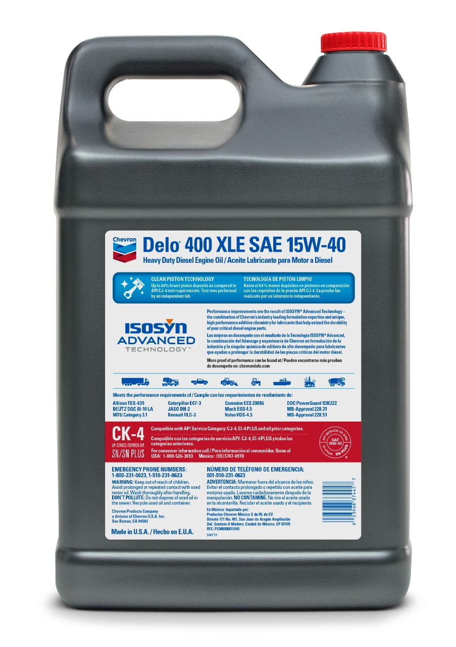 Buy Chevron Delo 400 XLE Synthetic Blend Diesel Motor Oil CK4, 15W-40 ...