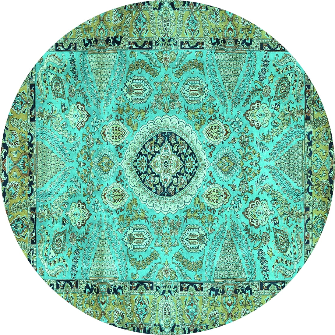 Ahgly Company Indoor Round Persian Turquoise Blue Traditional Area Rugs ...
