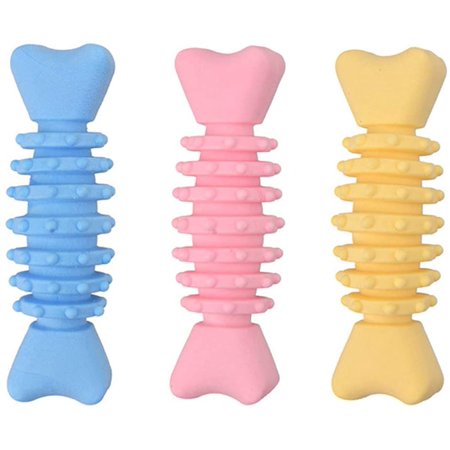 Pet Molar Stick, 3 Pcs Bone Barbell TPR Foam Dog Molar Stick Bite-Resistant Pet Tooth Cleaning ...