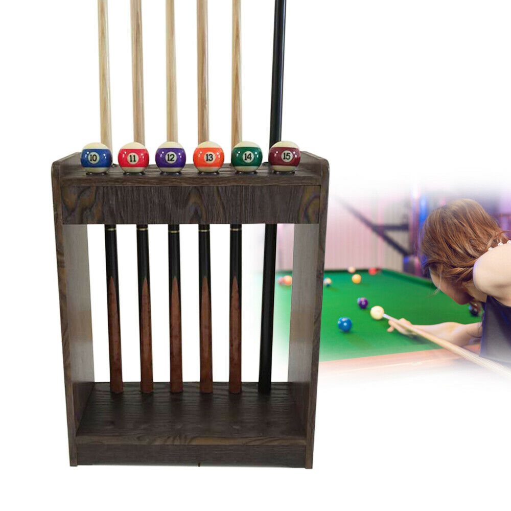 DENEST 12 Holes Pool Cue Floor Stand Wooden Storage Rack - Walmart.com