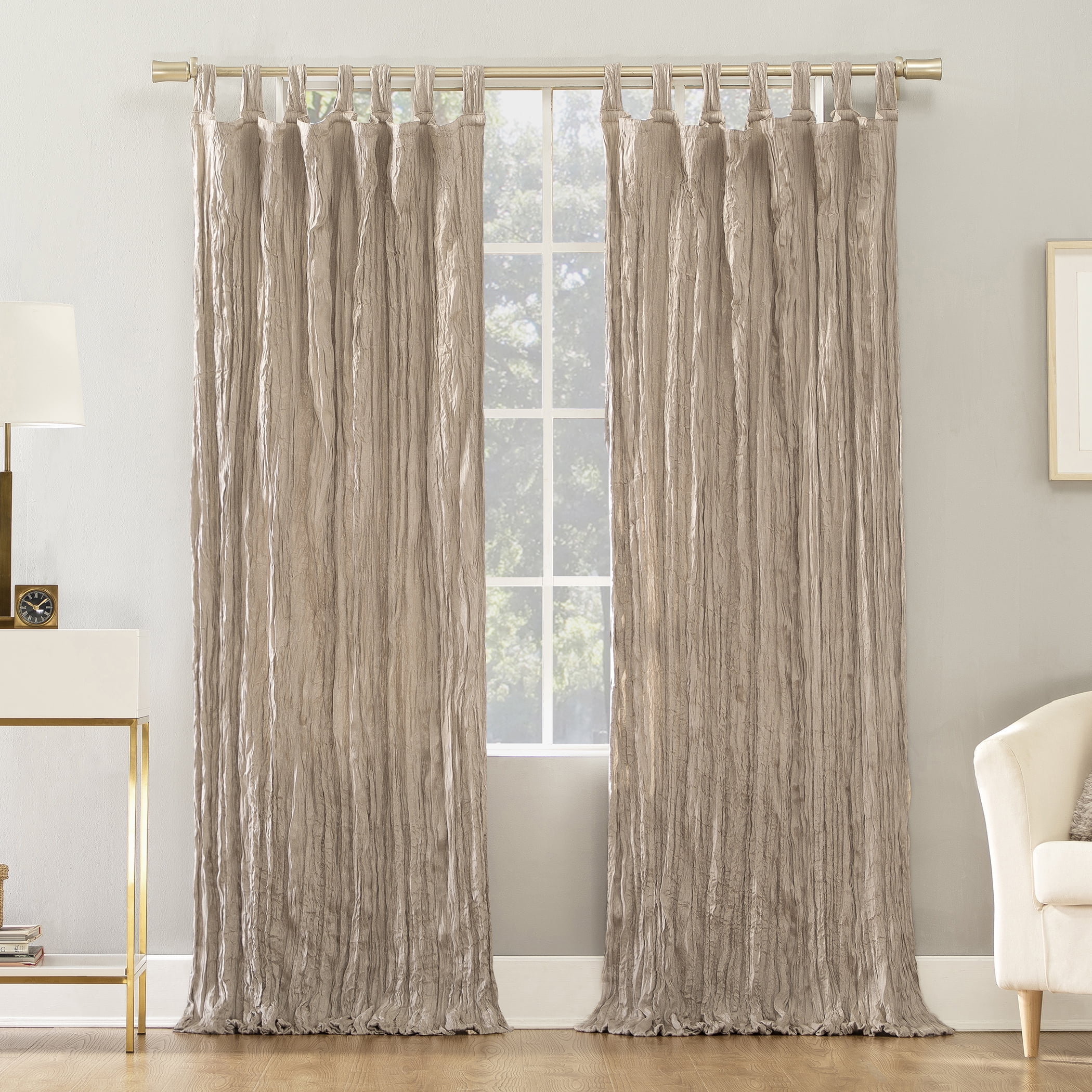 No. 918 Odelia Distressed Velvet Tab Top Curtain Panel, 50" x 84" in ...