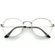 Classic Slim Metal Frame Clear Flat Lens Round Eyeglasses 52mm (Silver ...