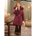Girls Winter Thick Parka with Big Fur Hood & Belt, Snow Jacket, 1pc ...
