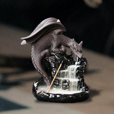 YIENENG Ceramic Dragon Incense Burner Set with Backflow Cones ...