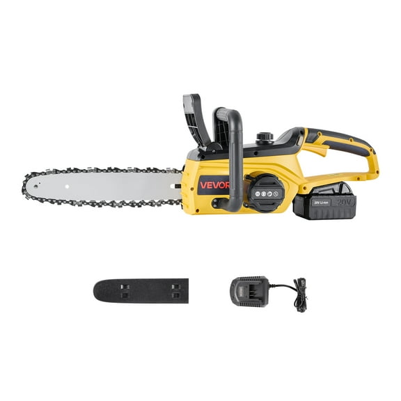 VEVOR Cordless Chainsaw, 20V 12-Inch Brushless Chainsaw Battery Powered ...