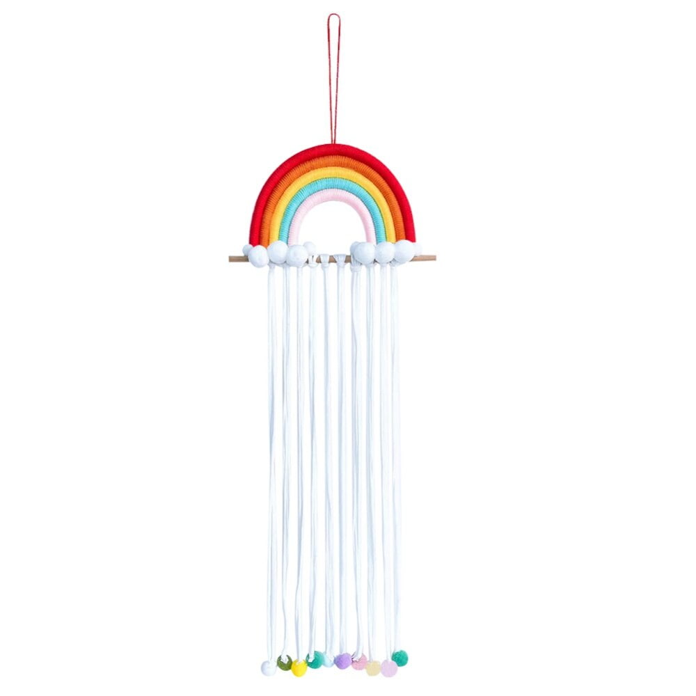 Rainbow Tassel Wind Chimes Hanging Hair Bow Holder Rainbow Hand-Woven ...