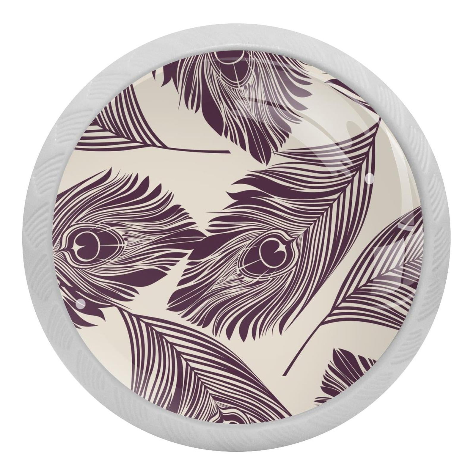 4PCS Round Peacock Feather Cabinet Fluorescence Knob Glowing in the ...