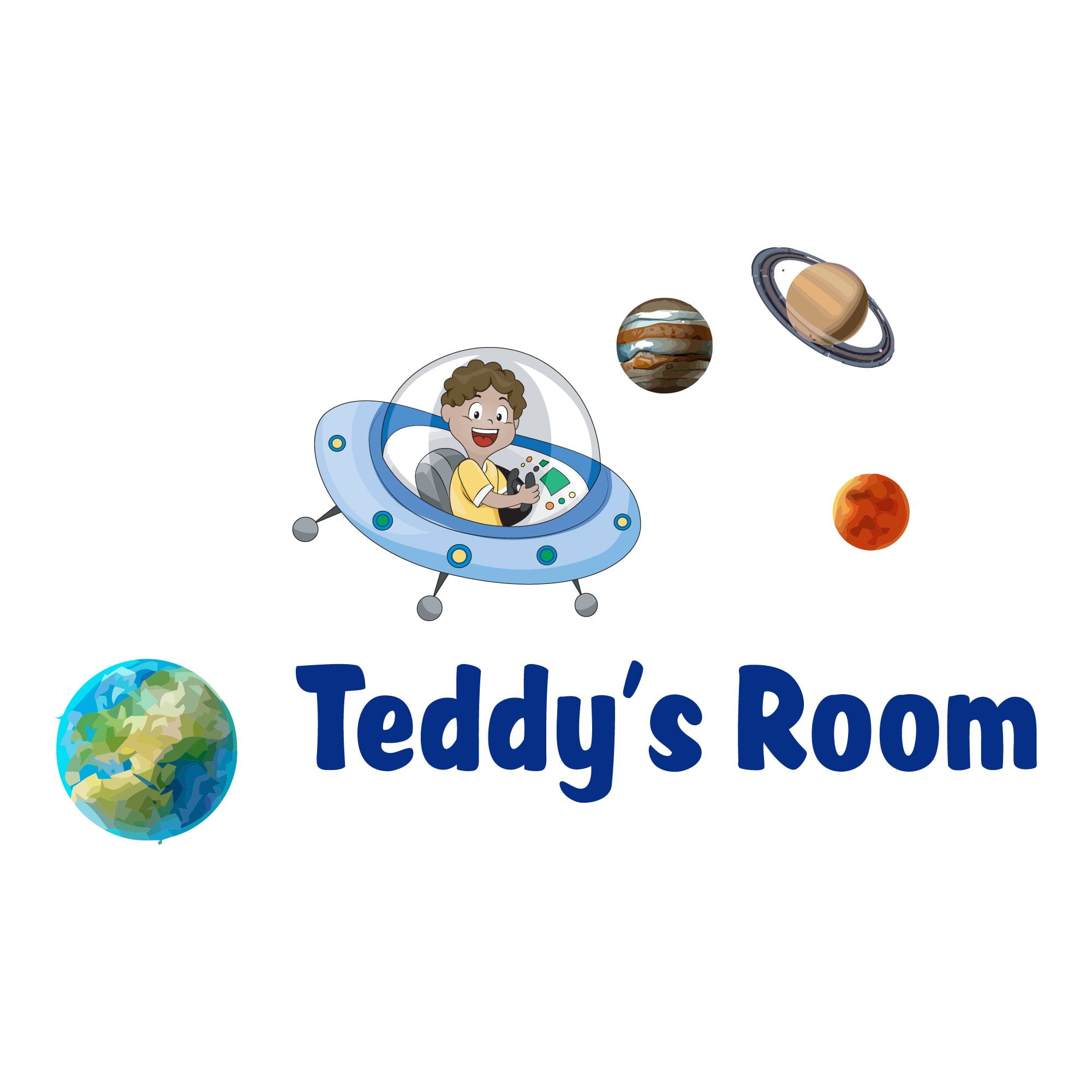 Custom Name Little kid Outer Space AdventureWall Decal Decoration ...