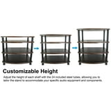 Rockville FLX Dark Wood Adjustable Height 4 Shelf Home Theater Audio ...