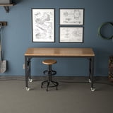 LZBEITEM 60” Large Rolling Power Strip Workbench, Solid Oak, Adjustable ...