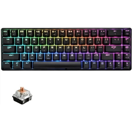 Wired 60% Mechanical Gaming Keyboard, RGB Lights Compact 68 Key Mini ...