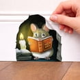 Mouse Hole Wall Stickers, 3-Pack Reading Mouse Vinyl Decals for ...
