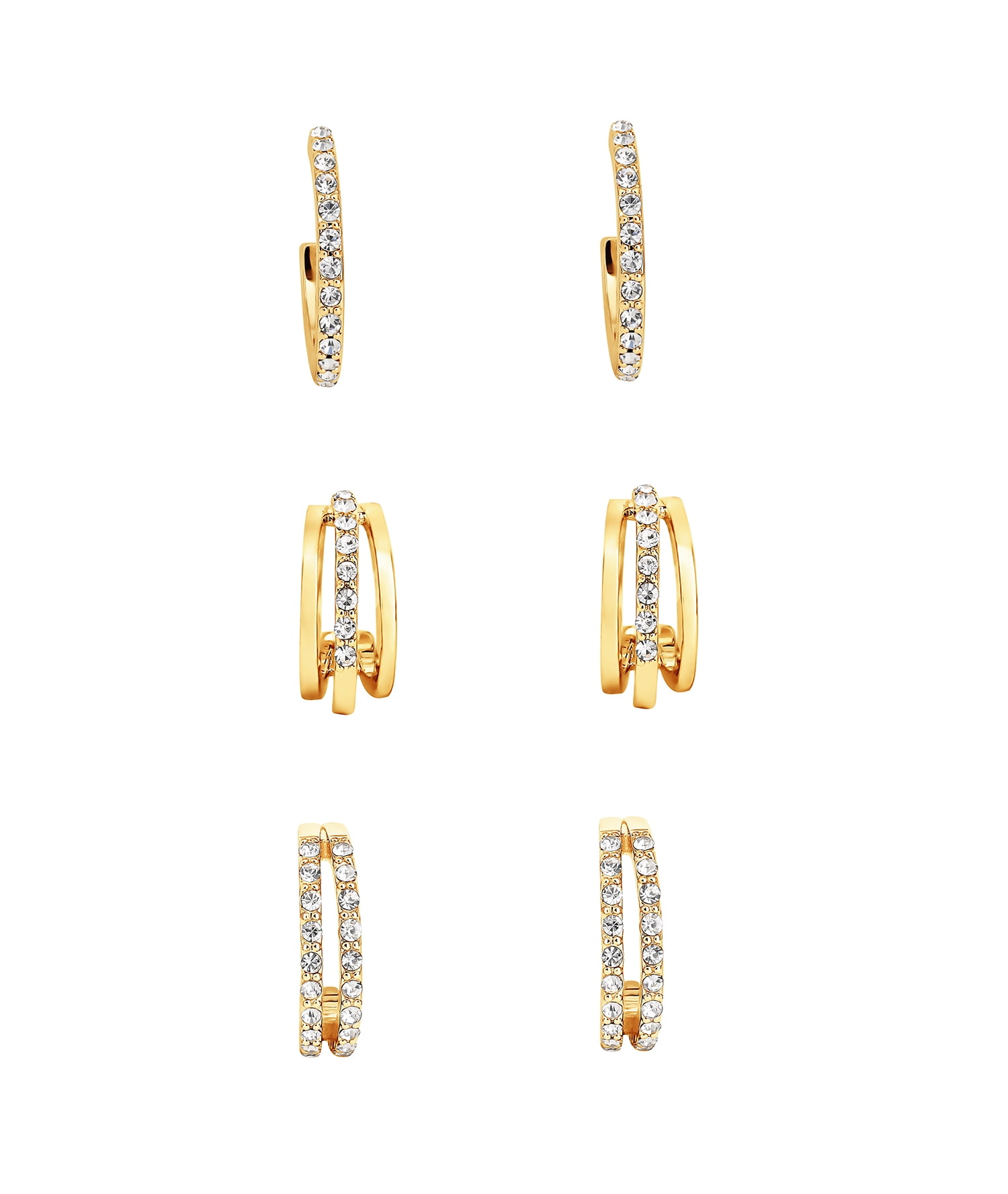 Believe By Brilliance 14kt Gold Flash Plated Cubic Zirconia Earring Set, 3 Pairs - Walmart.com