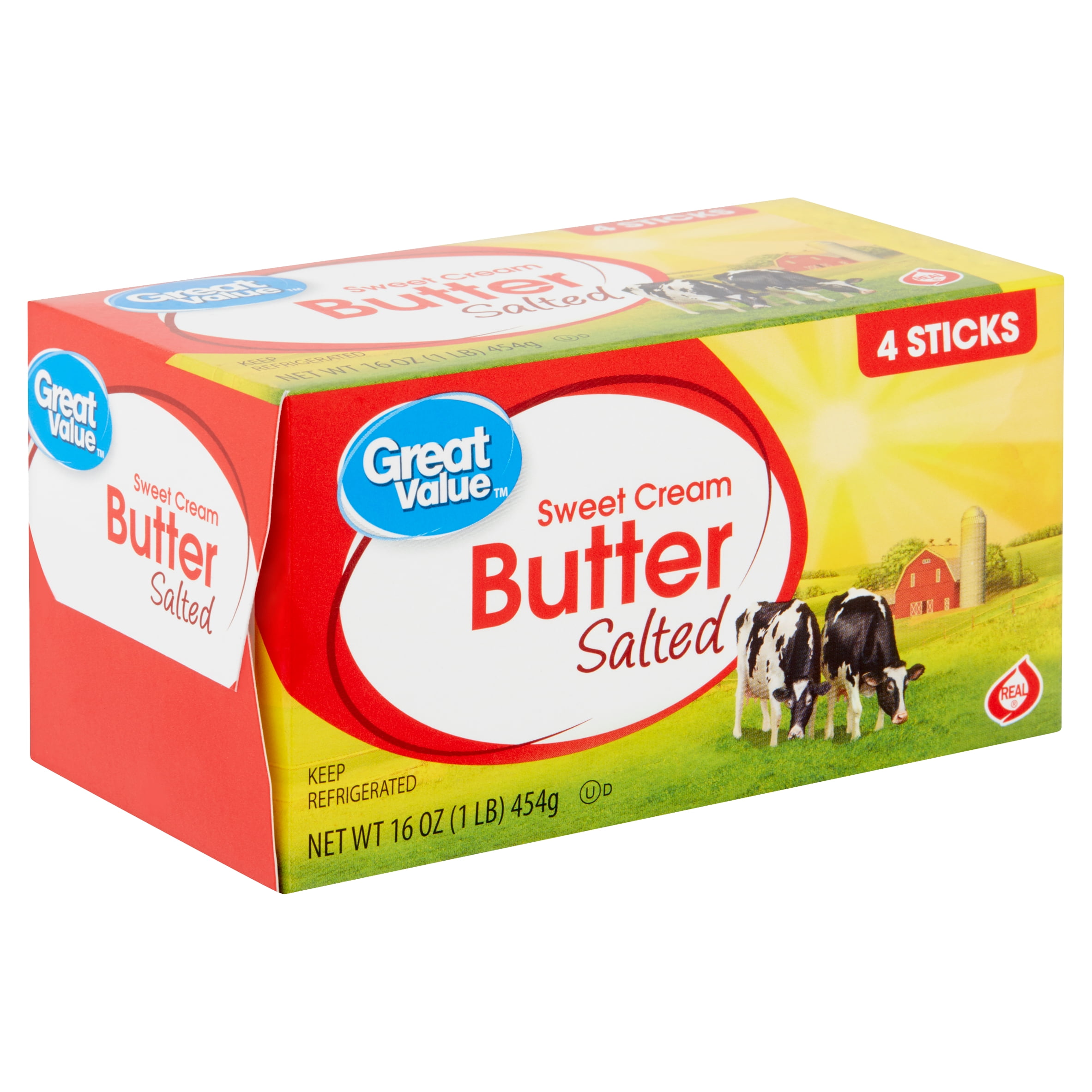 Great Value Sweet Cream Salted Butter, 4 count, 16 oz. – Walmart ...