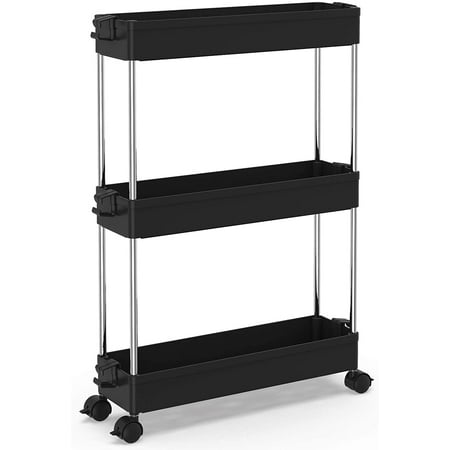 3 Tier Slim Storage Cart Mobile Shelving Unit Organizer Slide Out ...