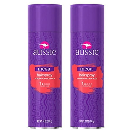 Aussie Hairspray Mega Flexible Hold Aerosol 14 Ounce (414ml) (2 Pack ...