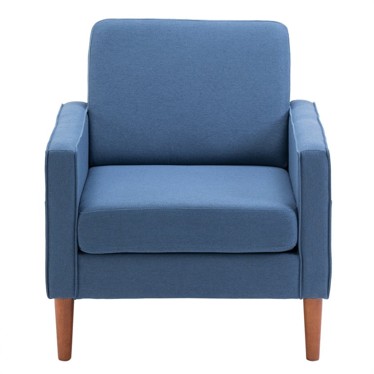 Accent Arm Chair Modern Linen Upholstered Accent Sofa with Arms and Curved High Back Comfy Armchair with Solid Wood Leg Single Sofa Chair Accent Chair for Living Room Navy Blue Walmart