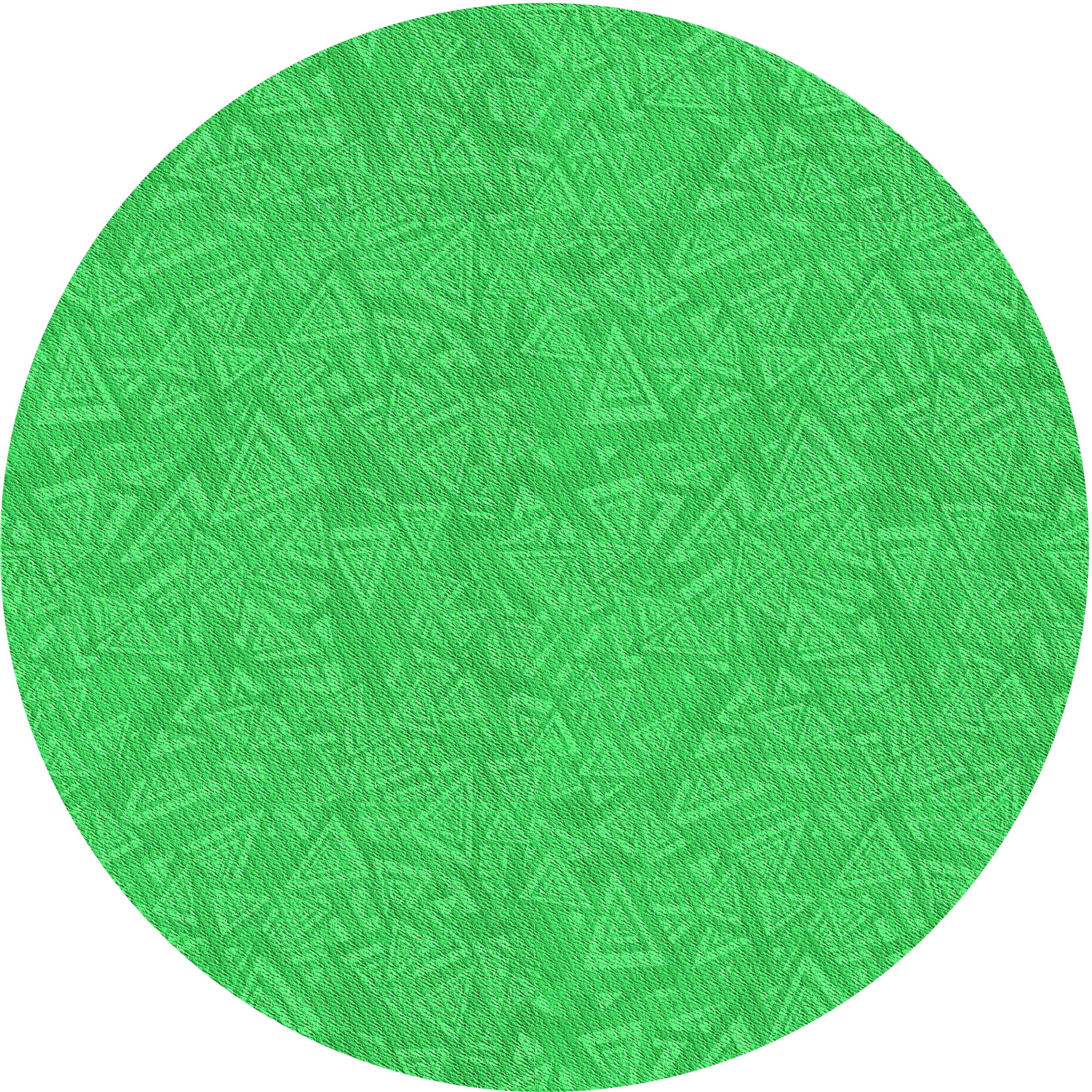 Ahgly Company Indoor Round Patterned Lime Green Area Rugs, 5' Round ...