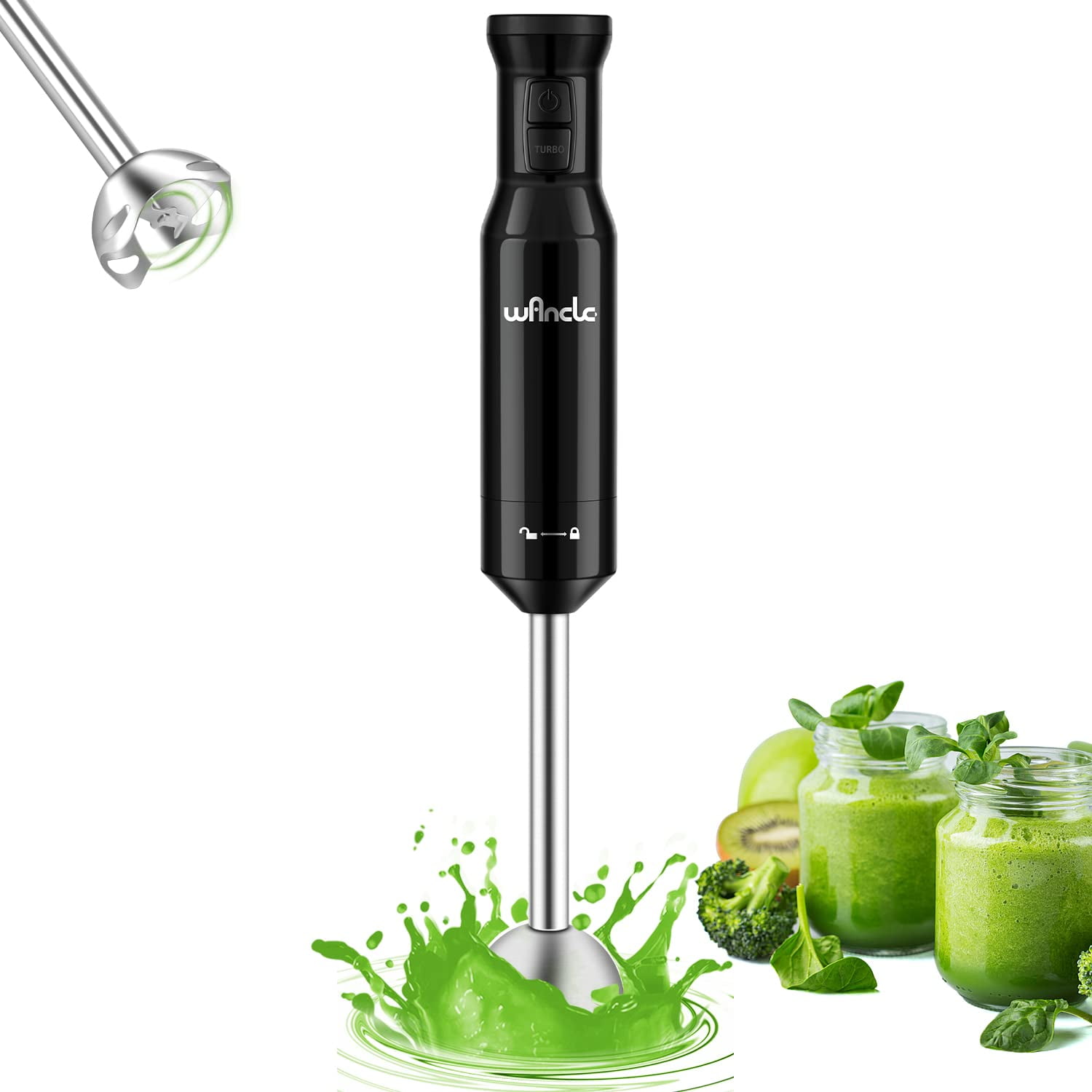 Hand Stick Blender Immersion, Handheld Electric Turbo Mode Emulsion ...