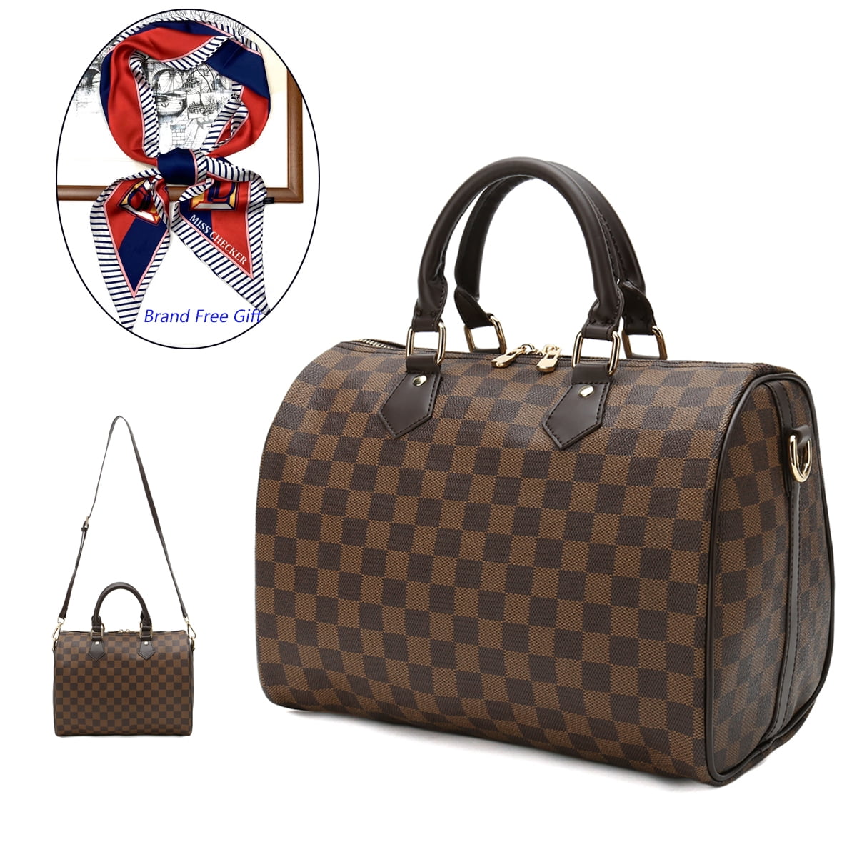 Stylish Miss Checker Brown Checkered Tote Bag - Fashionable Women's ...