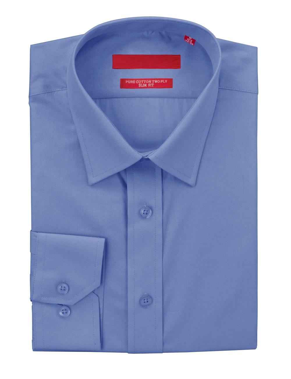 DTI GV Executive Men's Dress Shirt Slim Fit Pure Cotton Barrel Cuff ...