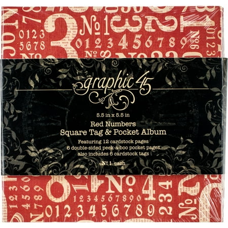 Graphic 45 Staples Tag & Pocket Album 5.5"X5.5"-Red Numbers G4501284 ...