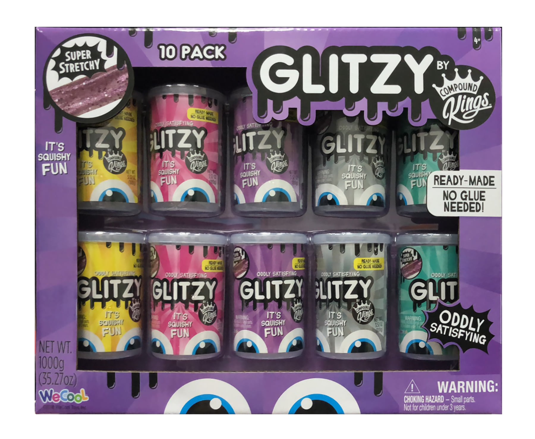 Compound Kings Slime 10-Pack: Neon Fluffy Slime or Sparkle Glitzy Slime ...