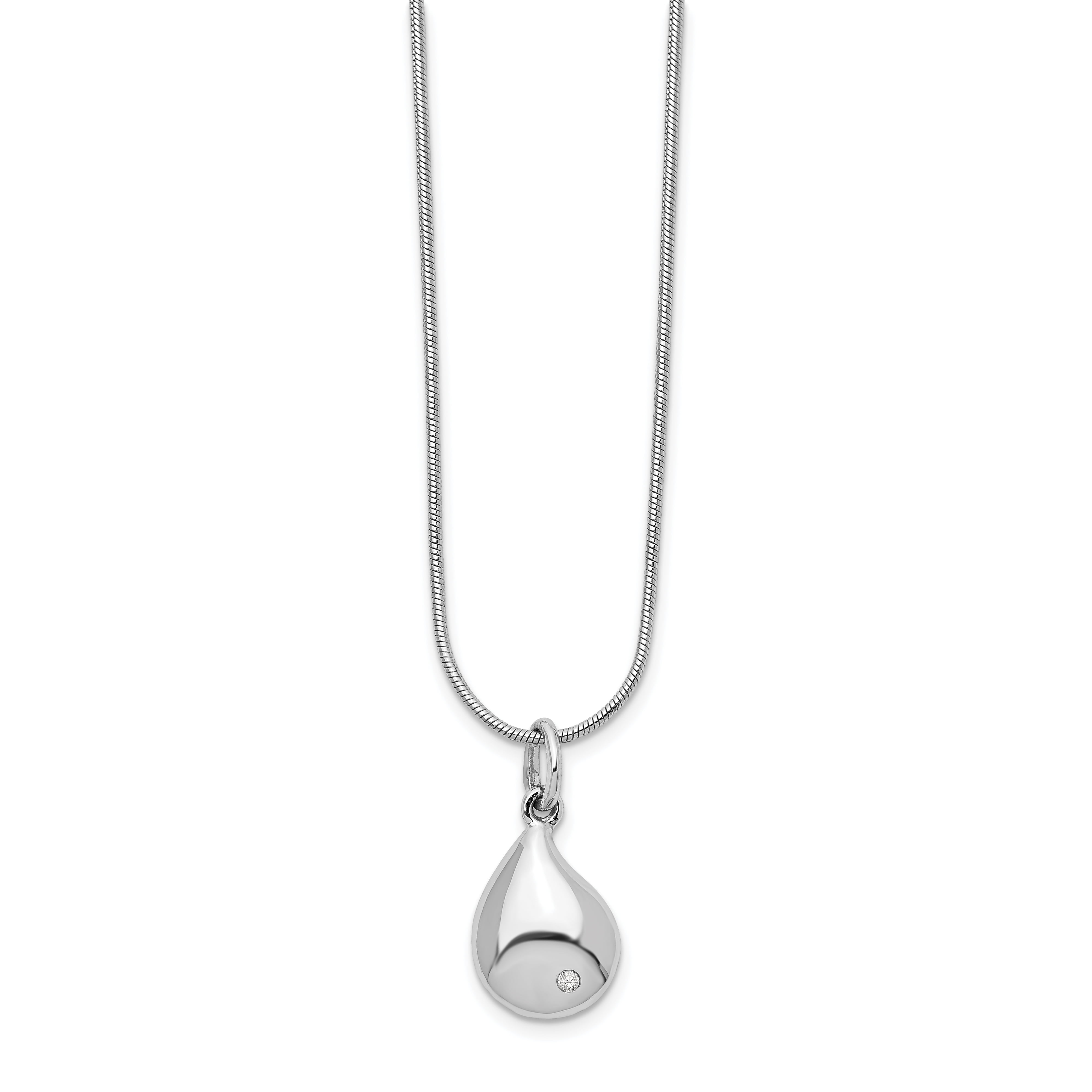 925 Sterling Silver 18 Inch Diamond Teardrop Chain Necklace 2 Extender ...