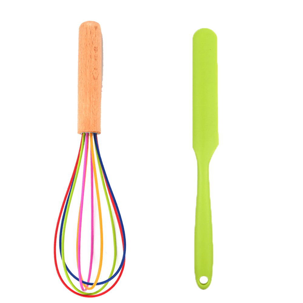 2 Piece Mini Kitchen Utensil Set- Silicone Kitchen Tools with wood ...