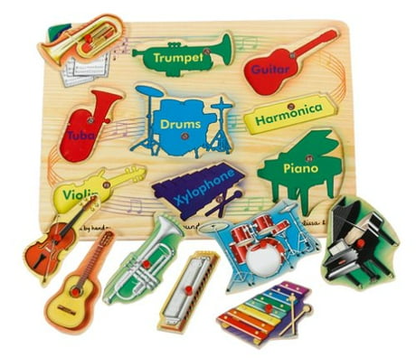 Melissa & Doug Musical Instruments Sound Puzzle - Wooden Peg Puzzle (8 pcs)