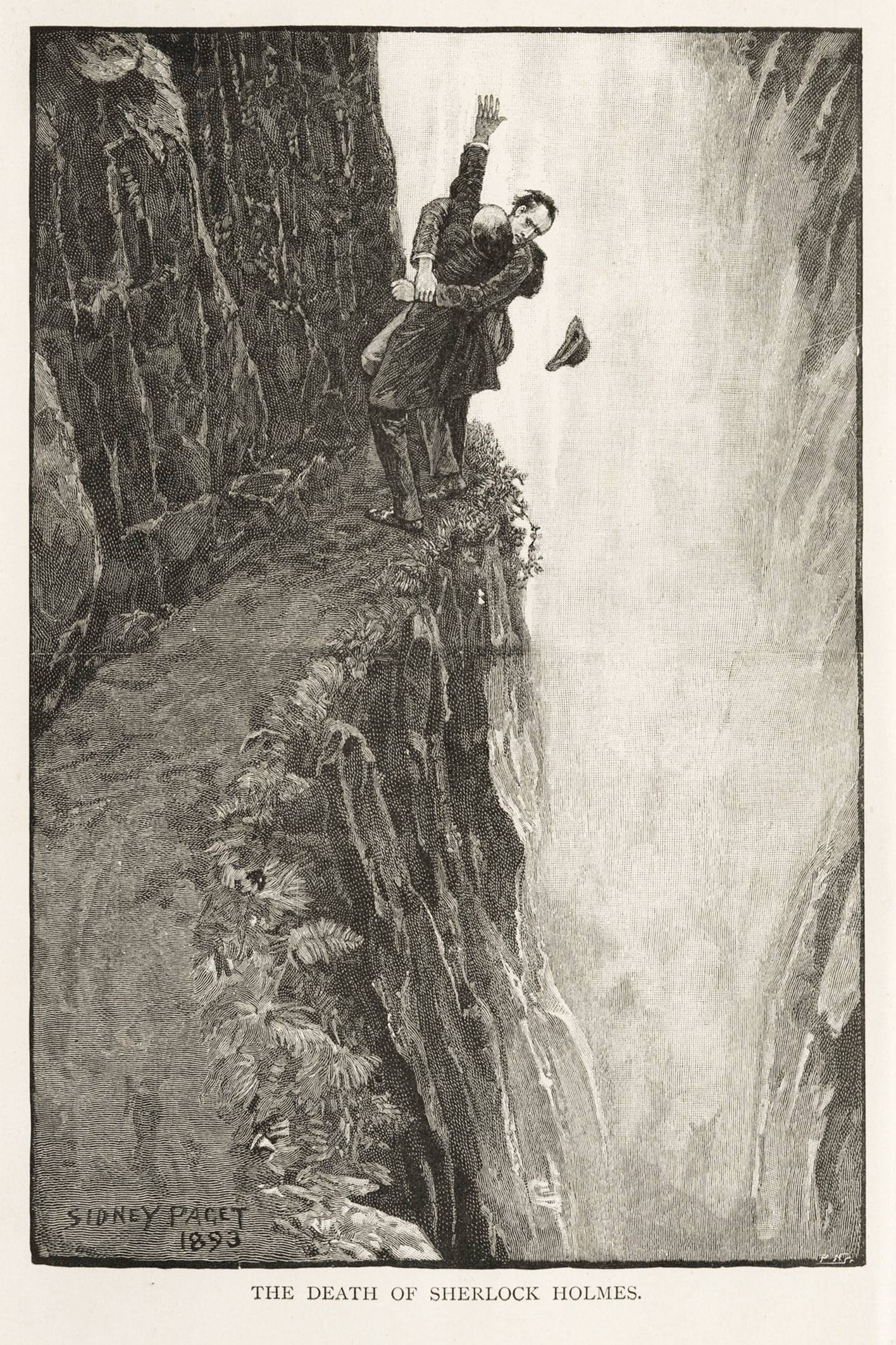 24x36 gallery poster, Sherlock Holmes and Moriarty struggle at the ...