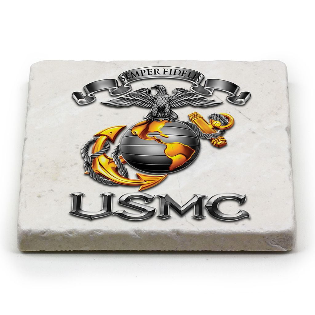 US Marines USMC-Semper Fidelis Single Natural Stone Coaster - Walmart.com