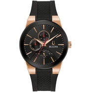 Bulova Men's Black Silicone Strap Watch 98B261 - Walmart.com