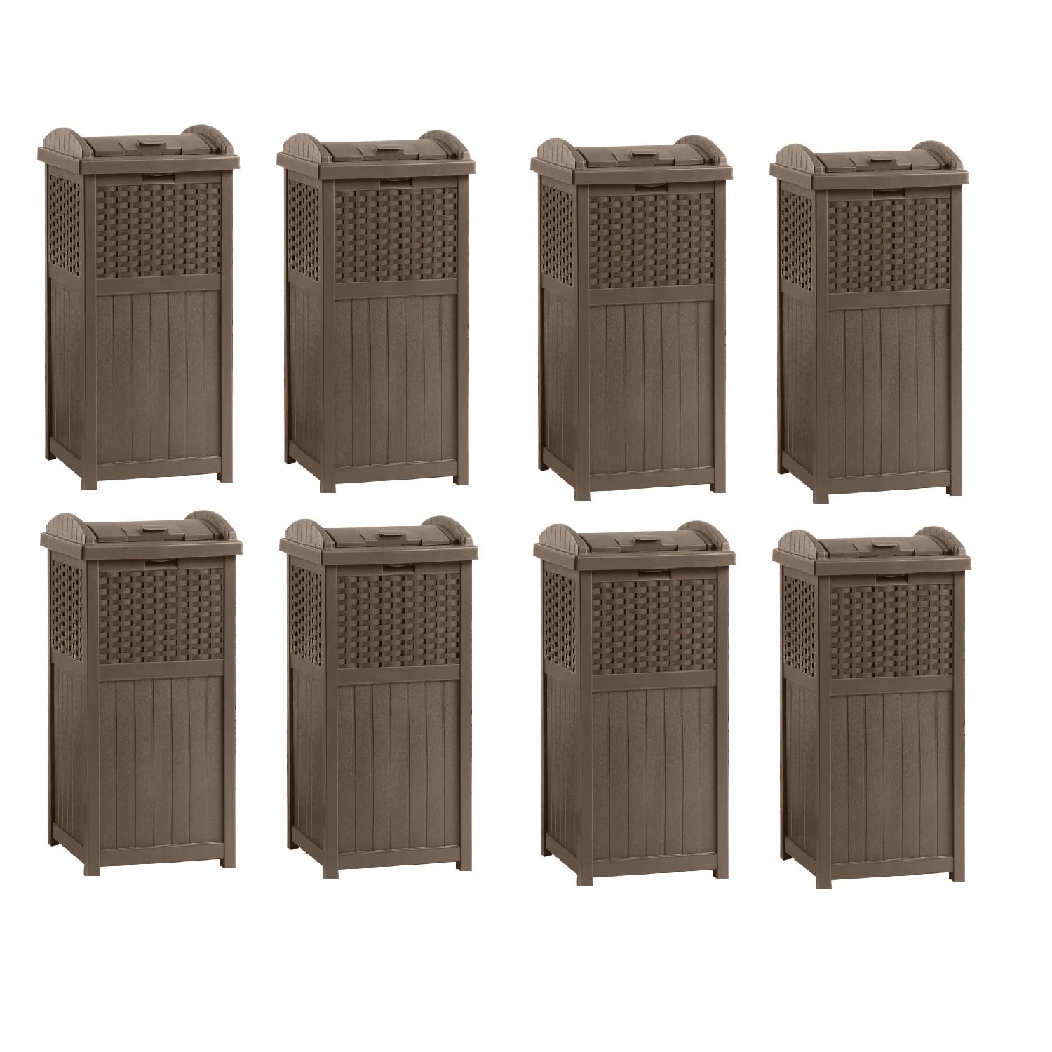 Suncast Trash Hideaway 33 Gallon Resin Wicker Outdoor Garbage Container ...