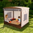 KidKraft Wooden and Canvas Outdoor Cabana Sandbox with Storage Bins ...