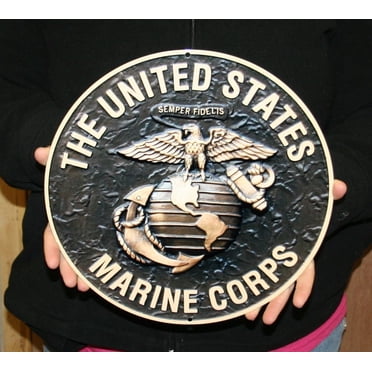 USMC Globe Round Semper Fidelis Metal Wall Hanging Sign w/ Red Circle ...