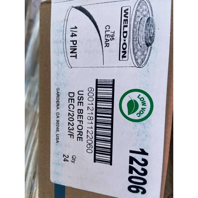 (LOT OF 24) Weld-On 795 Clear for PVC - 12 x 24 1/4 PINTS - Walmart.com